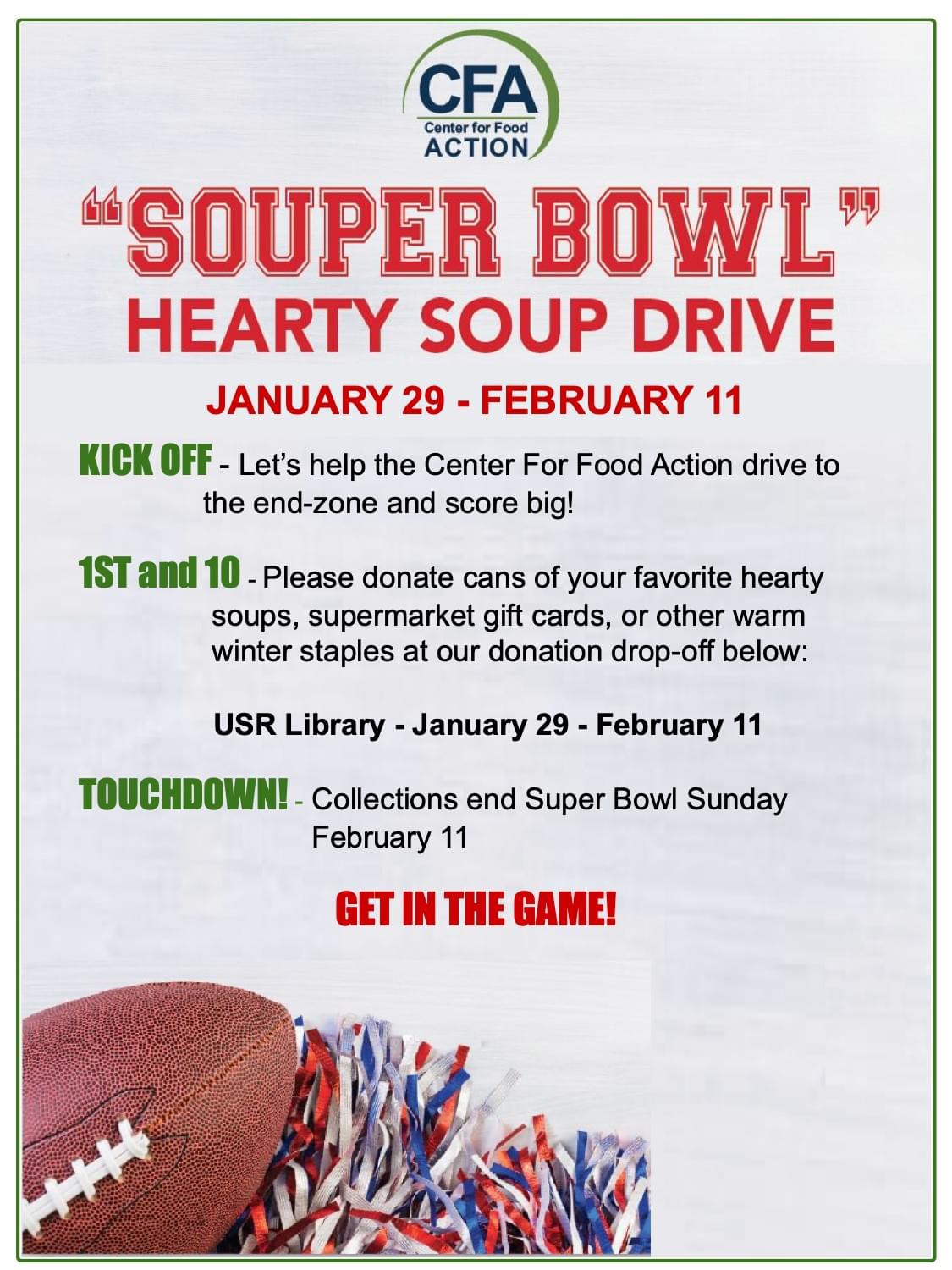 Annual “Souper Bowl” Food Drive – THE WOMAN'S CLUB OF UPPER SADDLE RIVER